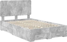 Rám postele s čelo Betonově šedá 135 x 190 cm Kompozitní dřevo 3412795