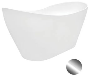 Besco Volně stojící vana z litého mramoru Viya Matt 160x70 (170x71) Barva: Bílá, Rozměry (cm): 168x71,5, Typ a barva výpustě: Click-Clack s horním čištěním, bílá