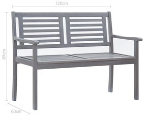 2místná zahradní lavice s poduškou 120 cm šedá eukalyptus,  3061027