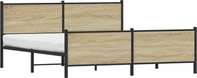 Kovový rám postele bez matrace dub sonoma 200 x 200 cm 3301367