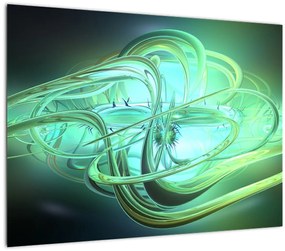 Skleněný obraz zelené abstrakce (70x50 cm)