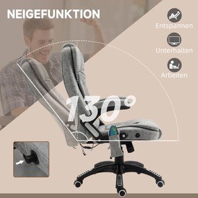 Kancelářská židle Vinsetto s masážní a tepelnou funkcí, ergonomická, výškově nastavitelná, bez tření, 6 masážních bodů, 68 Š x 72 H x 110-120 V cm, š…
