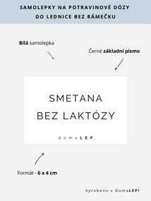 SMETANA BEZ LAKTÓZY - Samolepka na dózy do lednice, 6 x 4 cm