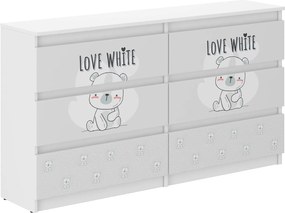 Wooden Toys Dětská komoda R-140 BÍLÝ MEDVÍDEK