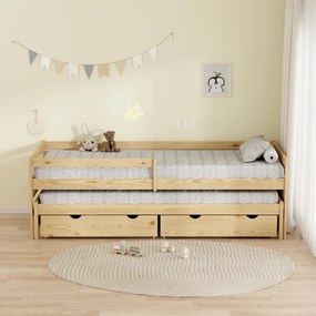 Postel s přistýlkou a úložným prostorem, 90x200, přírodní, ELARA Kondela 0000412691