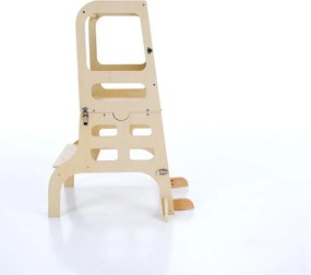 Montessori učící věž 3v1 s tabulí, přírodní, MAGAN