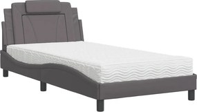 Postel Viana s matrací šedá 100 x 200 cm umělá kůže 3208778