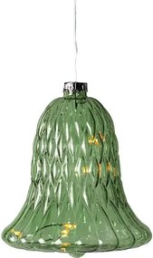 LED skleněný zvonek, zelený, Ø 9 × 10 cm, 5 diod, IP20 interiér, 1× AAA