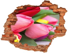 Wallmuralia Samolepící díra na stěnu Barevné tulipány 90x70 cm