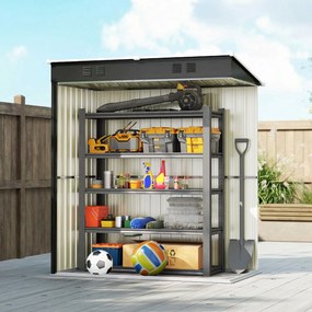 Outsunny venkovní pozinkovaný zahradní domek 1,37 m², 163 x 90 x 179 cm (šířka x hloubka x výška) – uzamykatelné dveře, větrací otvory, úložný prosto…