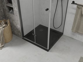 Mexen Lima, sprchový kout 90 (dveře) x 90 (stěna) cm, 6mm čiré sklo, černý profil + SLIM černá sprchová vanička 5cm s černým sifonem, 856-090-090-70-00-4070B