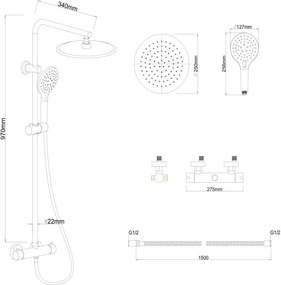 Erga Bergen Therm, sprchová souprava s termostatickou baterií a dešťovou hlavicí 25cm, černá matná, ERG-YKA-BP.BERGEN-THERM-25-BLK