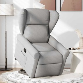 Zvedací polohovací křeslo obláčkově šedé textil 3303383