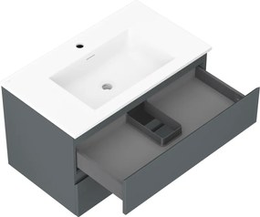 Mexen Orio, koupelnová skříňka 80 cm s umyvadlem Otis, 2 zásuvky, grafitová matná/bílá matná, 91A10-08047-2-BFF66-W18M01