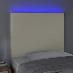Čelo postele s LED krémové 100x5x118/128 cm umělá kůže 3122230