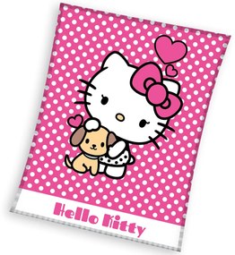 Carbotex deka z mikrovlákna (coral fleece) dětská HELLO KITTY PUPPIE, růžová, 130x170cm