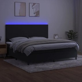 Box spring postel s matrací a LED černá 200x200 cm samet 3136025