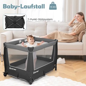 Costway 5 in 1 Skládací dětská postýlka s odnímatelnou korbičkou a přebalovací