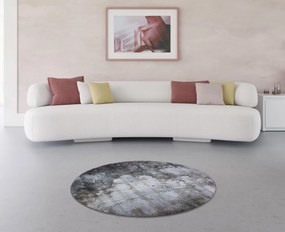 Spoltex, Kusový koberec Universe 841-86 grey/beige kruh, 200x200 (průměr) kruh, šedá, obývací pokoj