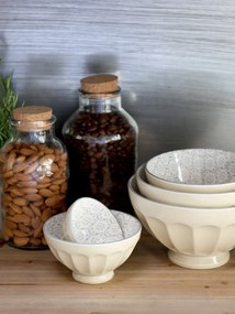 Set 5ks latté porcelánová miska s květy uvnitř Arés - Ø15*9 cm