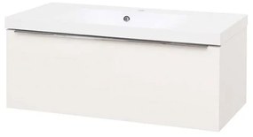 Mereo, Mailo, koupelnová skříňka s umyvadlem z litého mramoru 101 cm, bílá, chrom madlo CN517M