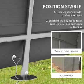 Outsunny Zahradní úložný stan na kola - Plechová konstrukce, PE plachta, 2,4 x 1,6 x 1,9 m, Šedá