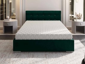 Manželská postel 140 cm Lonnie (tmavě zelená) (s roštem a úložným prostorem). 1047080