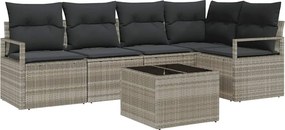 Set pohovek 6 ks Světle šedá polyratan 3346392