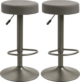 HOMCOM Sada 2 barových stoliček s opěrkami na nohy, otočné kuchyňské stoličky s nastavitelnou výškou, 35x36x64-85cm, světle šedá | Aosom