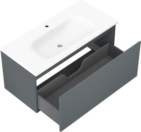 Mexen Orio, koupelnová skříňka 100 cm s umyvadlem Vela, 1 zásuvka, grafitová matná/bílá matná, 91A10-10047-1-BF66-W23M01