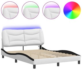 vidaXL Rám postele s LED osvětlením bílý a černý 120x200 cm umělá kůže