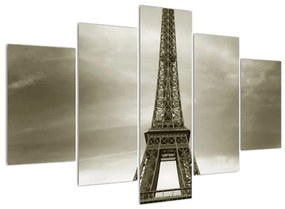 Obraz Eiffelovy věže a červeného auta (150x105 cm)