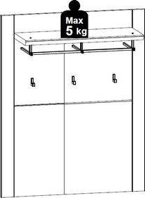 Nástěnný věšákový panel Materio, dub/bílý