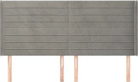 Čelo postele typu ušák světle šedé 183x16x118/128 cm samet 3119780