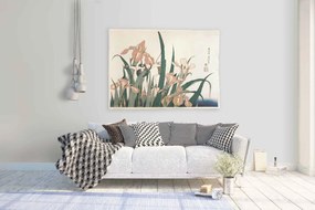Lenbutik Lněná tapiserie Katsushika Hokusai Iris Et Sauterelle 140x100 cm