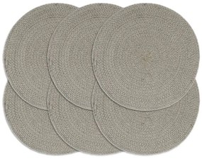 Prostírání 6 ks šedé 38 cm kulaté bavlna 133849