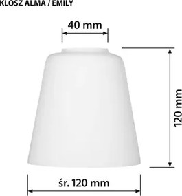 Activejet ALMA bílá / Stínítko na svítidlo / sklo / O 12 cm / výška 12