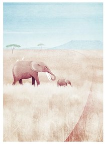 Plakát 30x40 cm Elephants - Travelposter