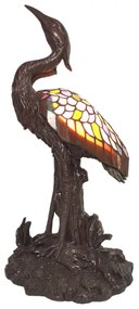 Vitrážová stolní lampa Tiffany Pélican – 21x21x53 cm