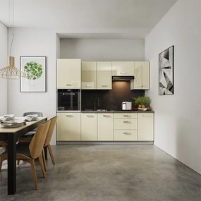 KARMEN | vysoká skříňka 60 DKS-210 3S1F potravinová | UNI DVÍŘKA | 60 cm | PREMIUM BOX | světle šedá/krémová lesk