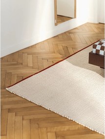 Červený/béžový ručně tkaný vlněný běhoun 80x170 cm Lenu – noo.ma