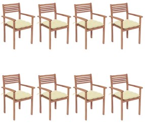 Stohovatelné zahradní židle s poduškami 8 ks masivní teak,  3072617