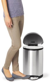 Simplehuman pedálový odpadkový koš 10L,půlkulatý,matná nerez,CW1833