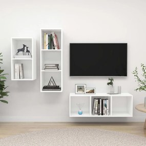 VidaXL 3dílný set TV skříněk bílý dřevotříska 3079628