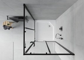 Mexen Rio čtvercová sprchová kabina 90 x 90 cm, transparentní, černá + sprchová vanička, bílá - 860-090-090-70-00-4510