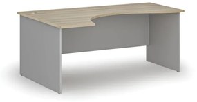Ergonomický kancelářský pracovní stůl PRIMO GRAY, 1800 x 1200 mm, levý, šedá/dub přírodní