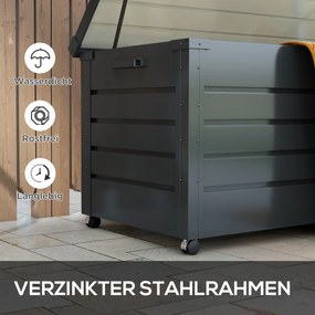 Venkovní úložný box, zahradní box, box na polštáře, odolný proti povětrnostním vlivům, 4 kolečka, 100 x 62 x 65 cm, tmavě šedý