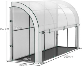 Outsunny skleník s rolovacími dveřmi, zimní skleník z ocelové fólie, skleník na balkon, zahrada, rajčatový skleník s UV ochranou 300x80x157cm rajčato…