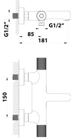 Sapho Sapho, SOLARIS nástěnná vanová baterie, černá mat/chrom, WD010BC