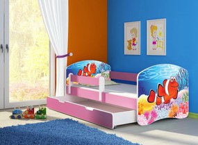 Dětská postel - Rybka 2 160x80 cm + šuplík růžová